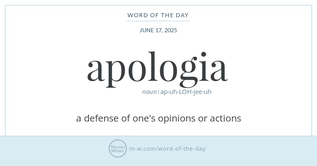 Word of the Day: Apologia | Merriam-Webster