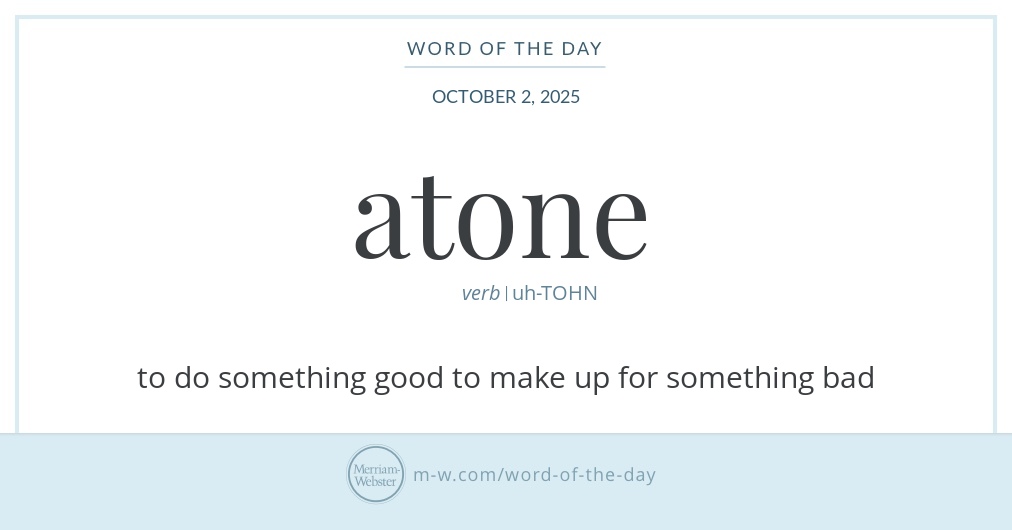 Word of the Day: Atone | Merriam-Webster