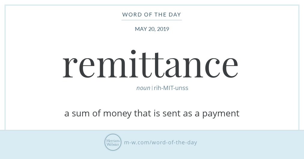 Word of the Day: Remittance | Merriam-Webster