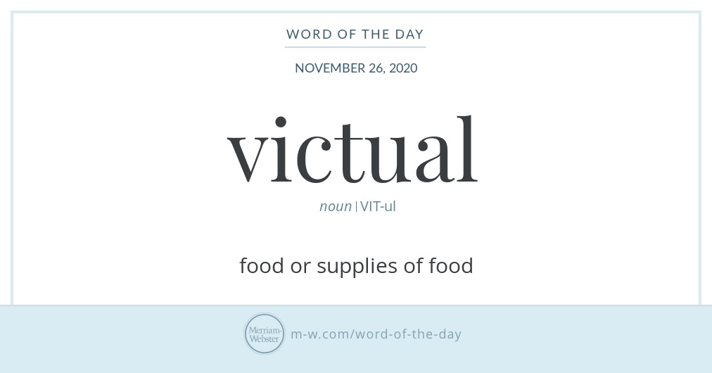 Word of the Day: Victual | Merriam-Webster