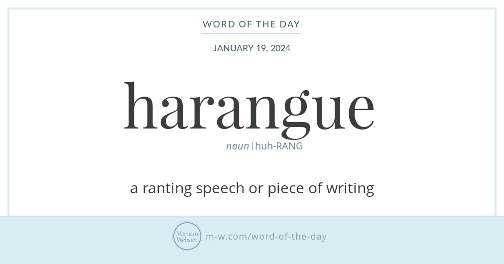 Word of the Day: Harangue | Merriam-Webster