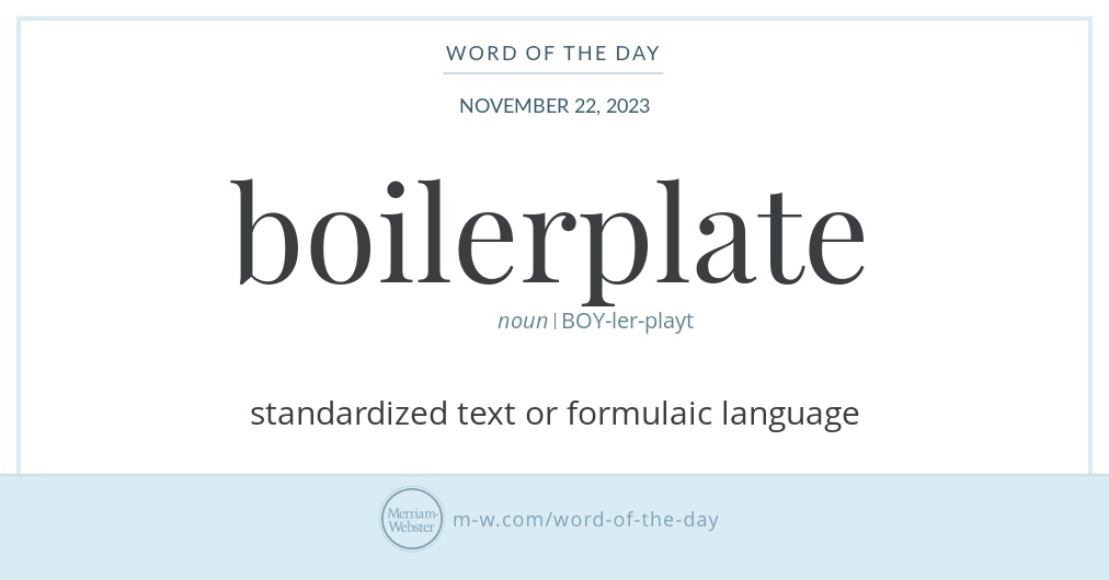 Word of the Day: Boilerplate | Merriam-Webster
