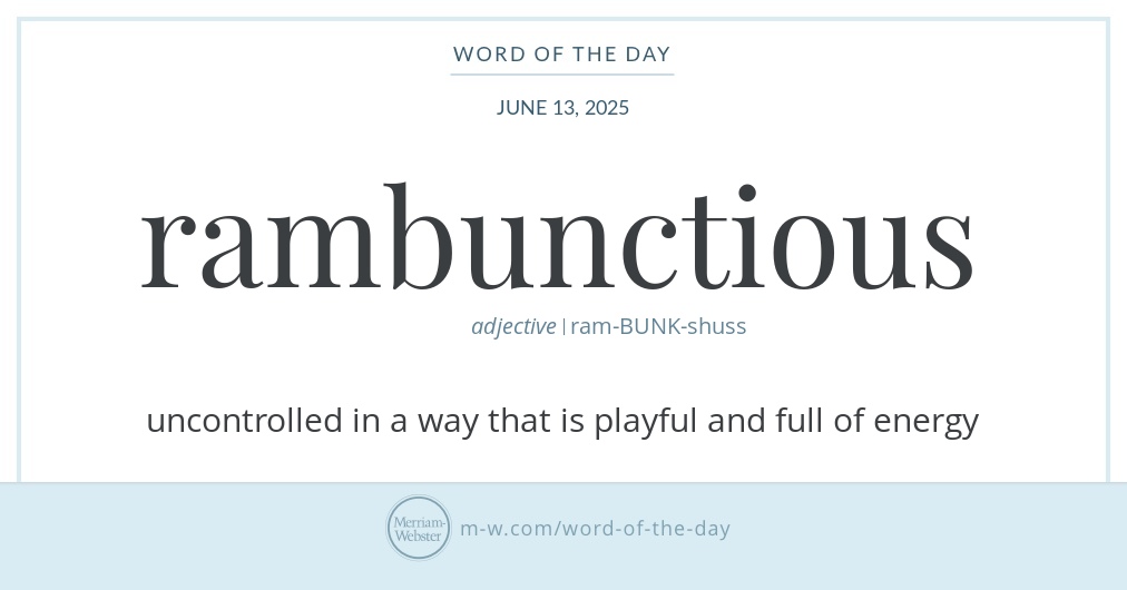 Word of the Day: Rambunctious | Merriam-Webster