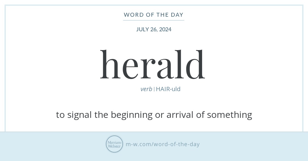 Word of the Day: Herald | Merriam-Webster