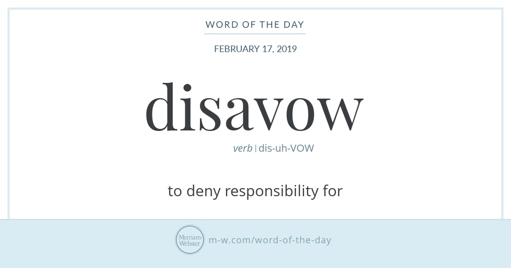 Word of the Day: Disavow | Merriam-Webster